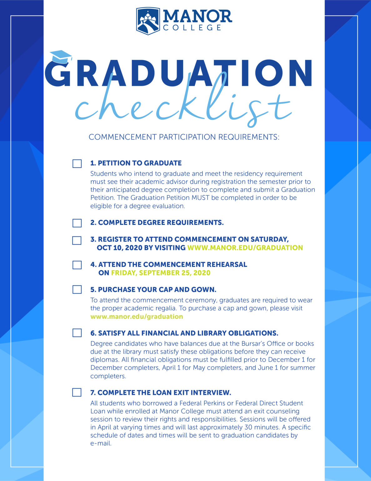 Graduation Checklist | Manor College